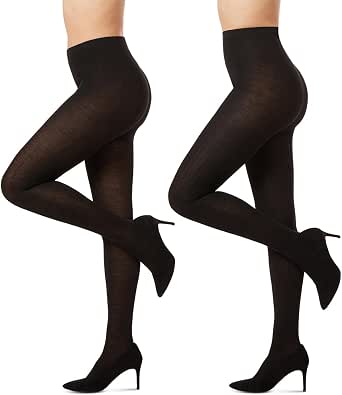 MeMoi Women's 2 Pair Pack Rib/Solid Sweater Tights at Amazon Women’s ...