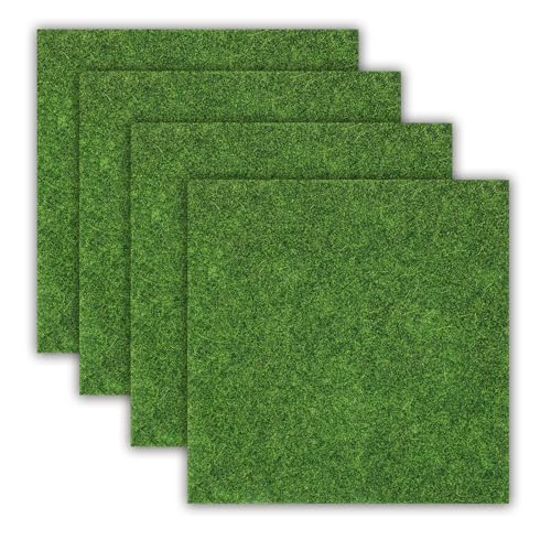 Aeaocvo 4 PCS Fake Grass Mat 15 x 15 cm Miniature Grass Micro ...