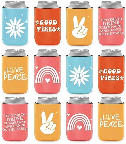 Amazon.com: Zhehao 24 Pcs Groovy Retro Can Sleeves Bachelorette ...