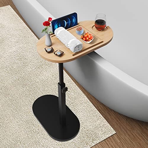 Bamboo Bathtub Tray Table with Sturdy Base & Thick Metal Bracket ...