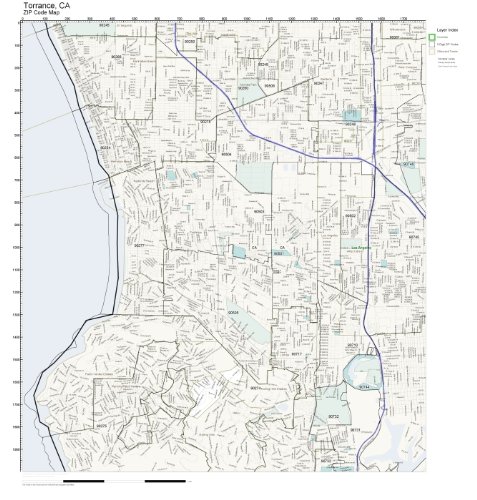 ZIP Code Wall Map of Torrance, CA ZIP Code Map Not Laminated: Amazon ...