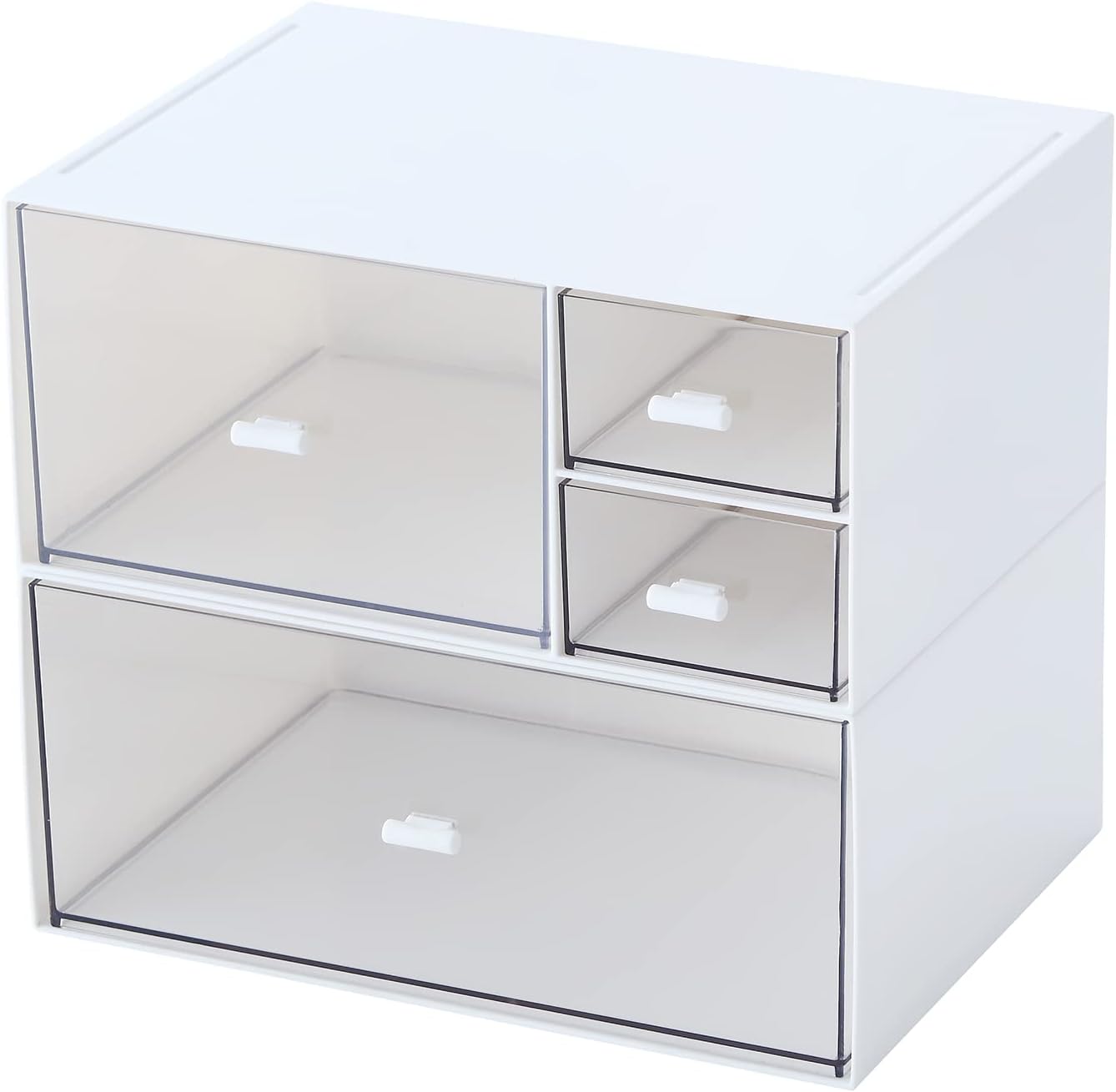 Amazon.com: Small Desk Organizer, Stackable Drawers, Clear Desktop ...