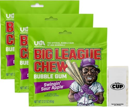 Amazon.com : Big League Chew Swingin' Sour Apple Shredded Bubble Gum, 2 ...