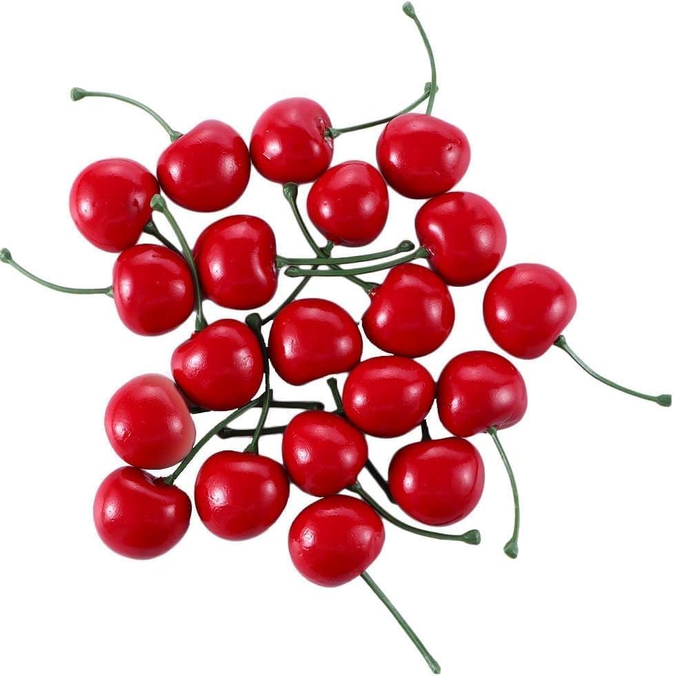 Amazon.com: 20 Pcs Red Artificial Cherries,Fake Cherries,Fake Fruit ...
