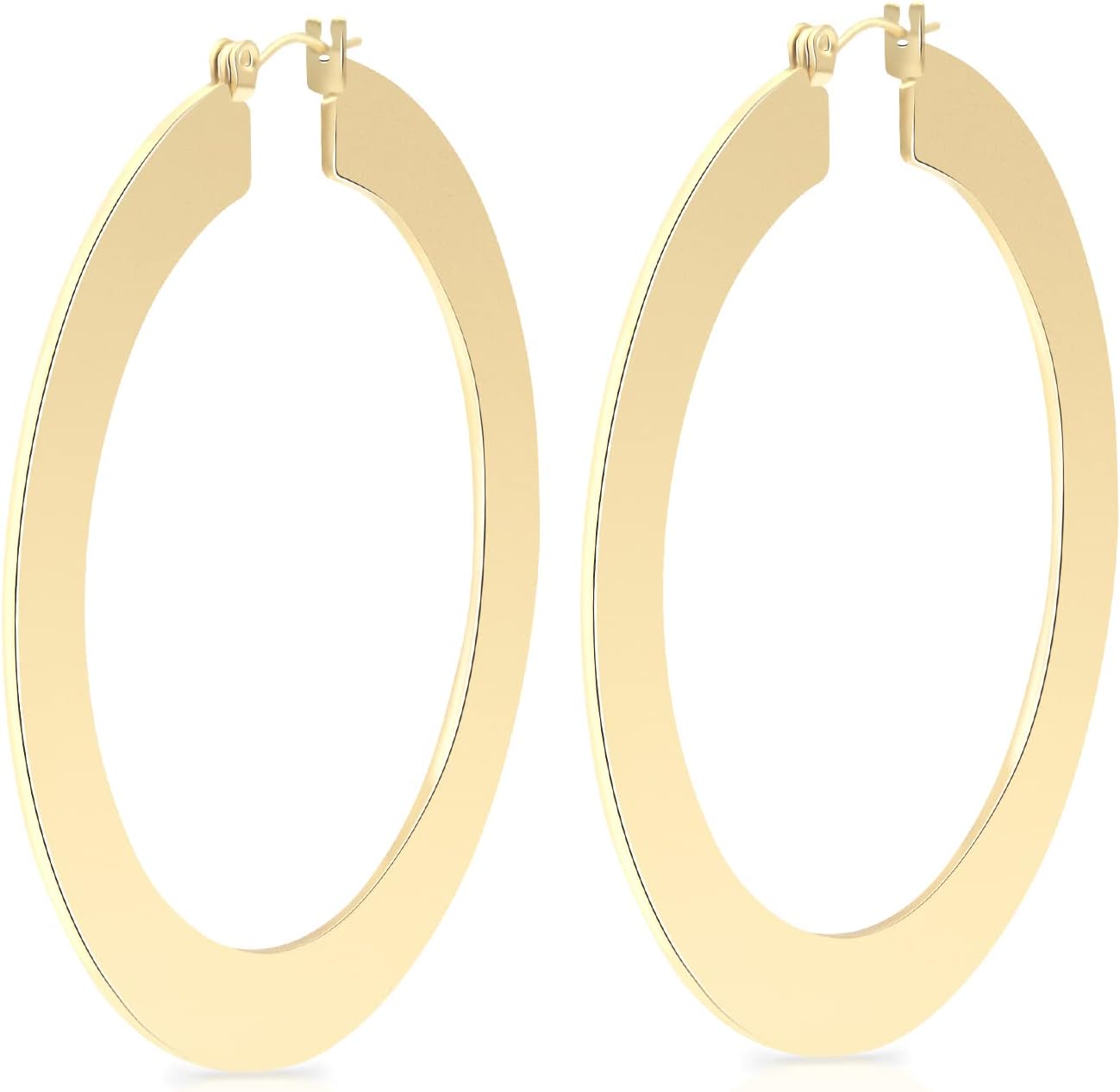 Amazon.com: Minimal Bohemian 18K Gold Plated Large Round Hoop Earrings ...