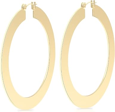 Amazon.com: Minimal Bohemian 18K Gold Plated Large Round Hoop Earrings ...
