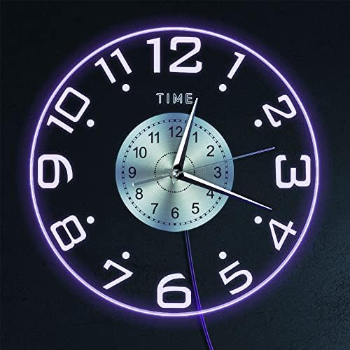 Amazon.com: Timethink Modern 12'' LED Lighted Wall Clock, Silent Quartz ...