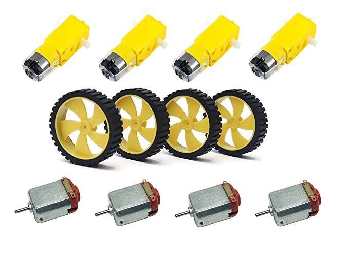 S P DC Electric Dual Shaft DC Motor with Tire Wheel 3-6V Dual Shaft ...