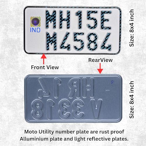 Moto Utility Single Bike Back Number Plate Only - Die Pressed Aluminium ...