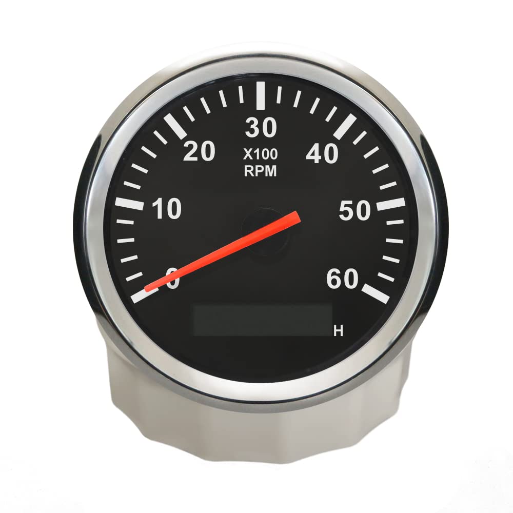 ELING Universal Tachometer Tacho Gauge 6000RPM for Auto Marine Yacht ...
