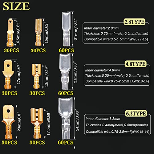 Snapklik.com : Twidec/360Pcs 28/48/63mm Quick Splice Male And Female ...