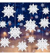 Amazon.com: 20 Pcs Winter Snowflake Hanging Swirls Decorations - Winter ...
