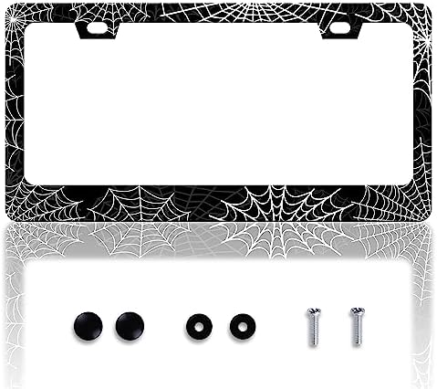 Amazon.com: Spider Web License Plate Frame Funny Halloween Goth License ...
