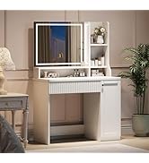 Amazon.com: Dripex Makeup Vanity Desk with Mirror and Lights LED Makeup ...