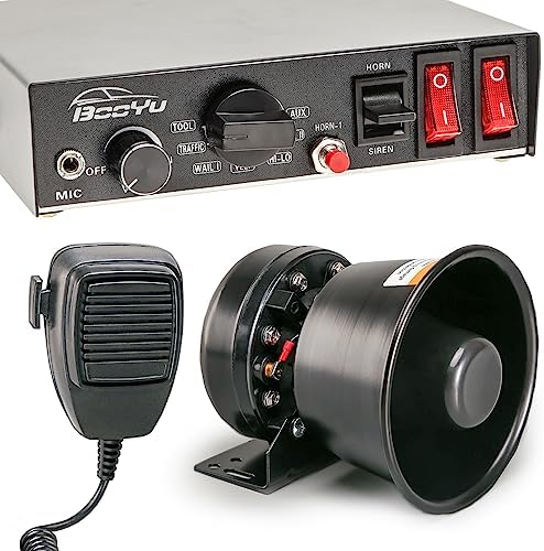 Amazon.com: BooYu 9 Tone 12V 200W Warning Emergency Police Siren PA ...