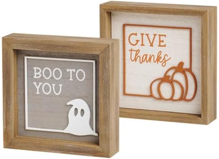 Amazon.com: Collins Painting "Give Thanks/Boo To You" Reversible Wood ...