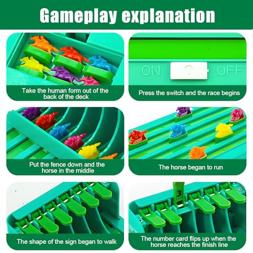 Dhqkqg Horse Racing Game, Table Top Horse Board Game with 6 Horses ...