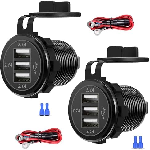 Amazon.com: 12V/24V Car USB Charger Socket - 3 USB Charger Socket for ...