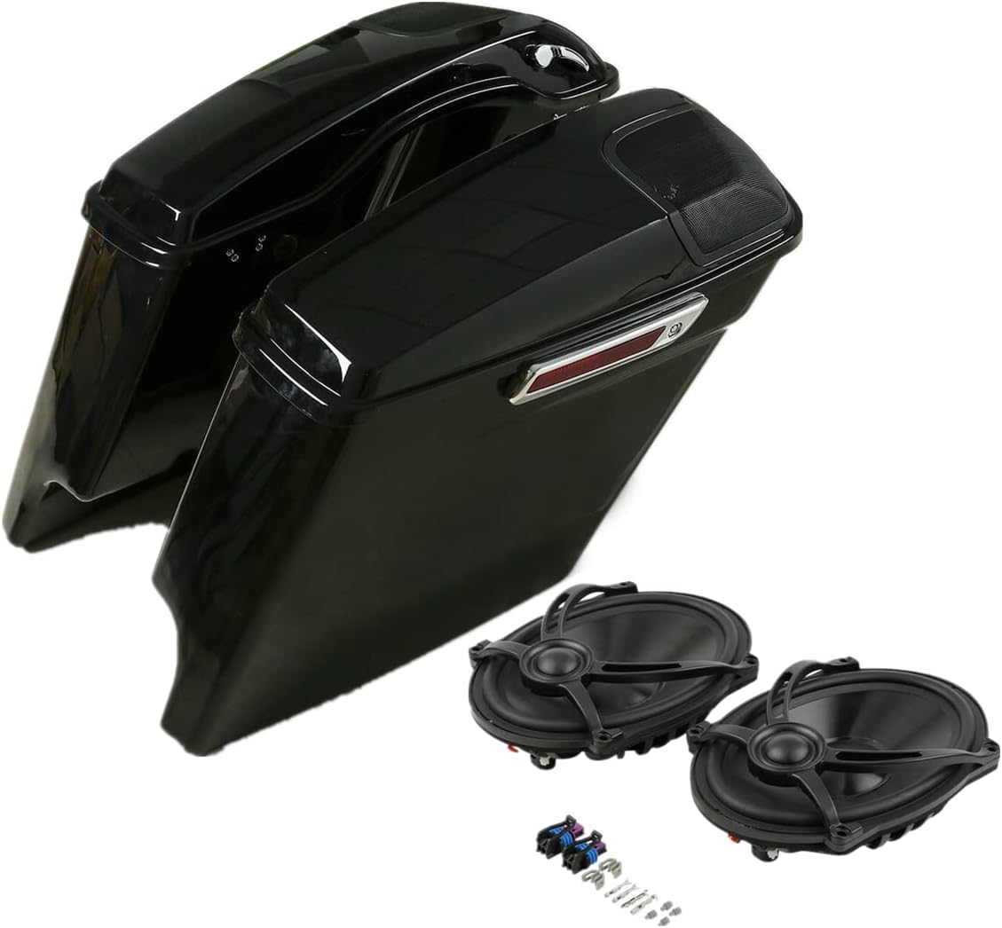 Amazon.com: TCT-MOTORPARTS 5" Stretched Hard Saddlebags Extended Saddle ...