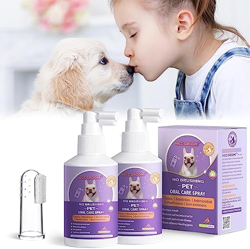 BOZILY HICC Groom! Pet Clean Teeth Spray With Finger Brush Teeth ...