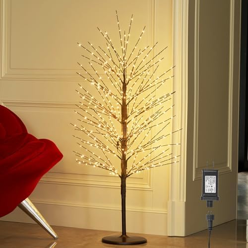 Amazon.com: Hairui Lighted Brown Tree with 576L Warm White Fairy Lights ...
