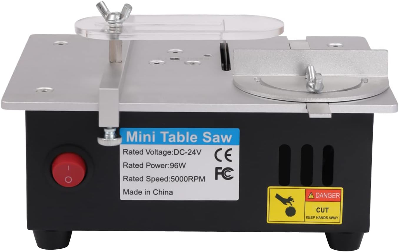 96W Mini Table Saw, Portable Desktop Saw with Vacuum Tube, Adjusting ...