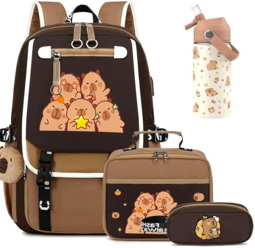 Amazon.com | Bevalsa Capybara Theme Kids Backpack for Girls with ...
