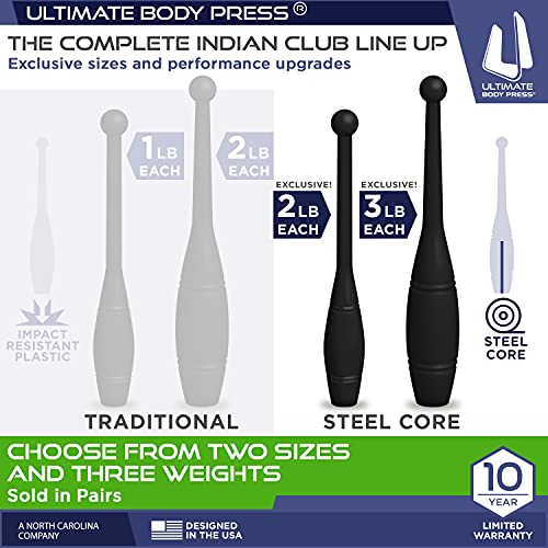 Ultimate Body Press Indian Clubs – Steel Core, 3lb pair – BigaMart
