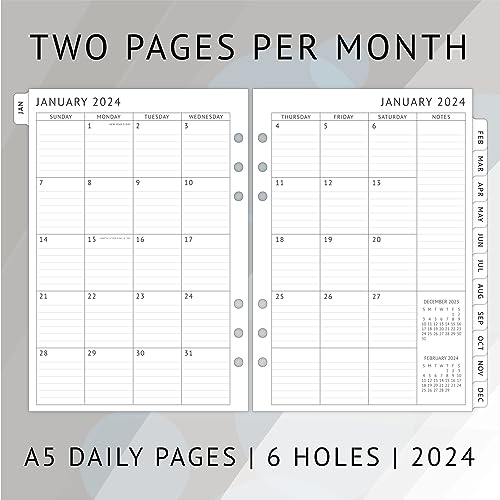 Snapklik.com : 2024 Daily & Monthly Planner Refills A5 Size ...
