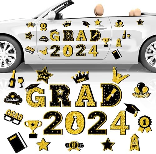Amazon.com: 24PCS Graduation Car Reflective Magnets Class of 2024 ...