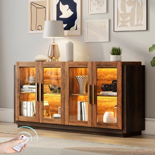 Amazon.com - Cozy Castle Sideboard Buffet Cabinet with LED Lights ...