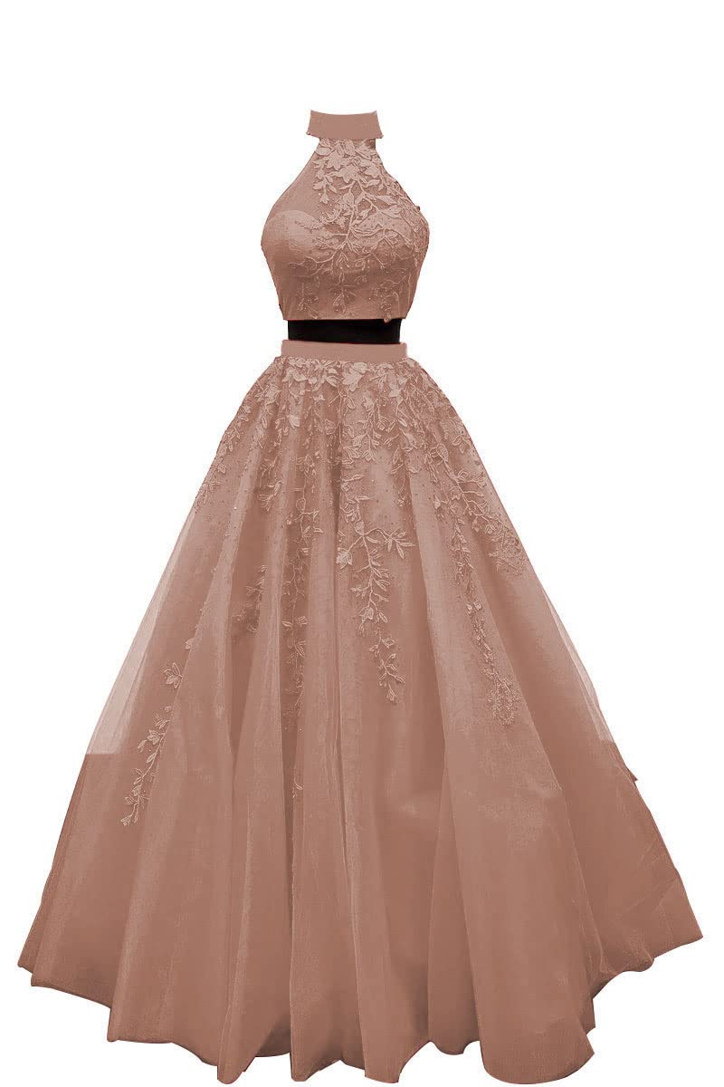 Snapklik.com : Dusty Rose Prom Dresses For Women 2 Piece Gorgeous Lace ...
