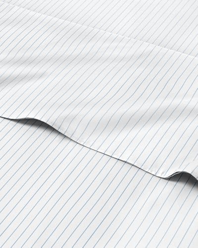 Amazon.com: Sky Blue and White Striped Sheets - 1 Flat & 1 Fitted Sheet ...