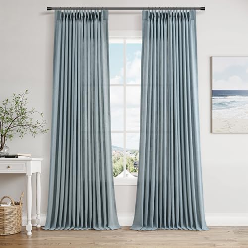 Amazon.com: Nanspring Pinch Pleated Linen Curtains for Living Room 2 ...