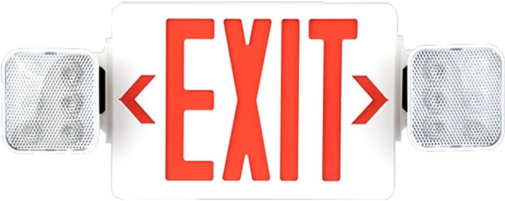 Buy OSTEK Red LED Exit Sign with Emergency Light, Two LED Adjustable ...