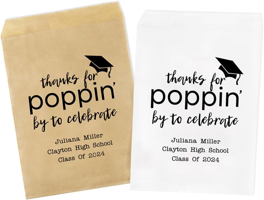 Amazon.com: 20 Pcs Personalized Graduation Party Popcorn Bags - Class ...
