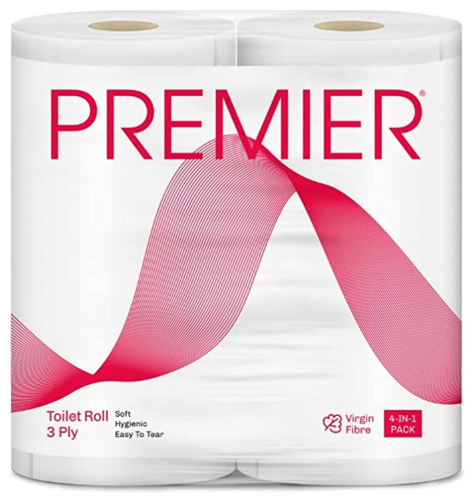 Premier 3 Ply Toilet Tissue Paper Roll | 300 Pulls, 4 Rolls, Total 1200 ...
