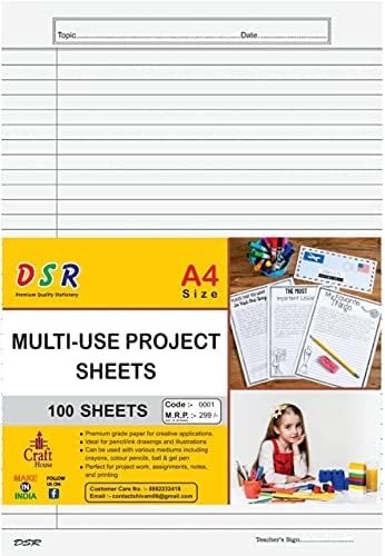 Eclet A4 Size Both Side Ruled White Sheet (Pack of 100 sheets) for ...