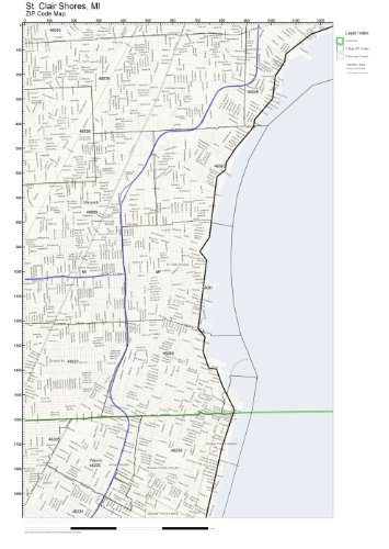 Amazon.com : ZIP Code Wall Map of St. Clair Shores, MI ZIP Code Map Not ...