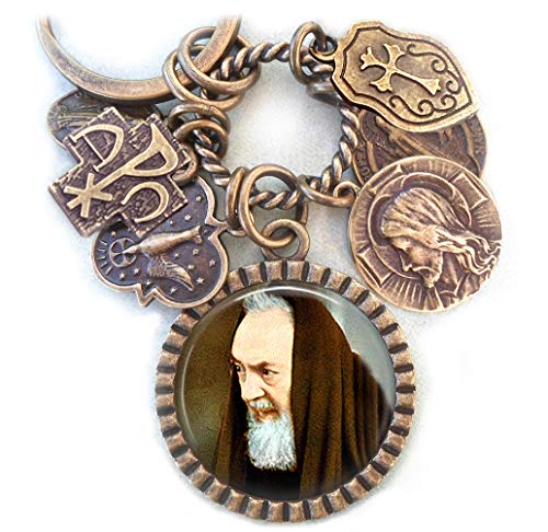 Amazon.com: Padre Pio Keychain, Necklace or Clip, Patron Saint, St. Pio ...