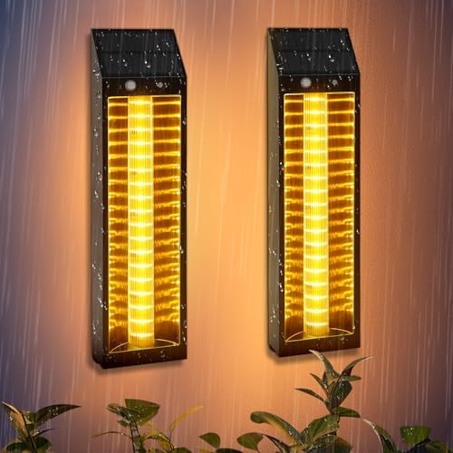 Tobeape LED Solar Outdoor Light with 8 Lighting Modes, 2 Pack Warm ...