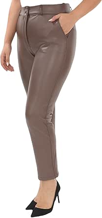 PAVTONA Women's Plus Size Faux Leather Pants, High Waisted Stretchy ...