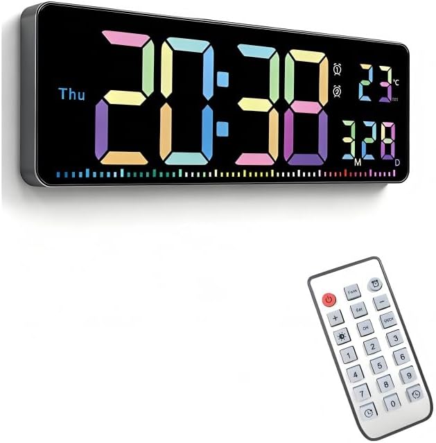 Amazon.com: Digital Wall Clock, 16" Colorful Digital Display Clock with ...