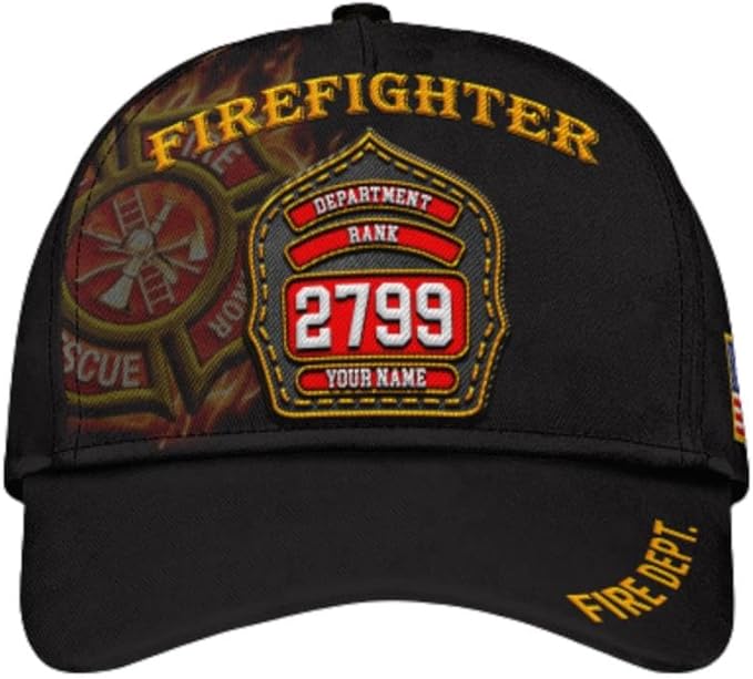 Personalized Firefighters Cap with Department, Rank, Badge Number and ...