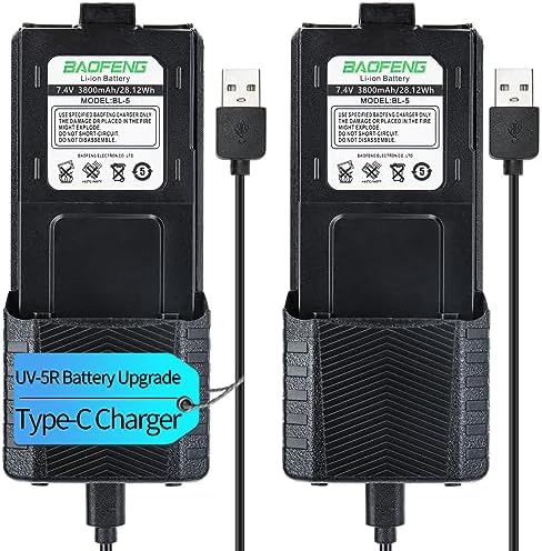 Amazon.com: BAOFENG UV-9R Battery,4800mAh Type-C Charge BL-9 Li-ion 7 ...