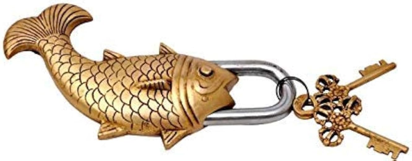 PARIJAT HANDICRAFT Functional Brass Beautiful Padlocks with Two Keys ...