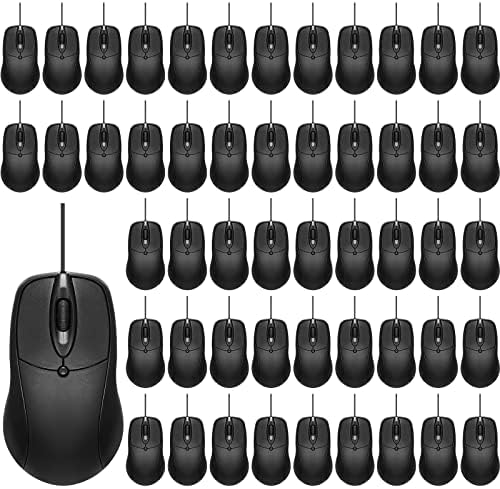 Amazon.com: 50 Pieces Black USB Wired Mouse Bulk 1000 DPI 3 Button ...