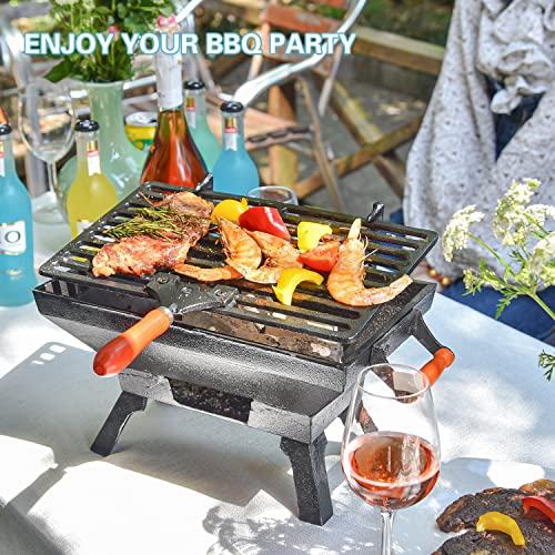 Sungmor Small Cast Iron Charcoal Grill Stove w/ 12" x 6.8" Gridiron ...