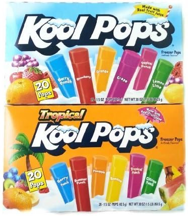 Amazon.com: Kool Pops Freezer Pops (2 Boxes of 20) Tropical Flavored ...