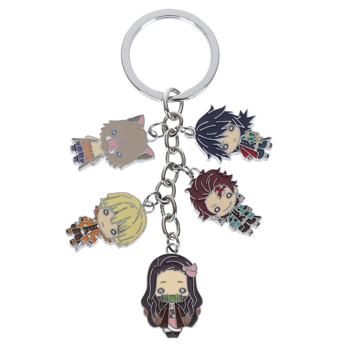 Buy Kimetsu no Yaiba Keyring with 5 Chibi Figures by Tanjiro, Nezuko ...